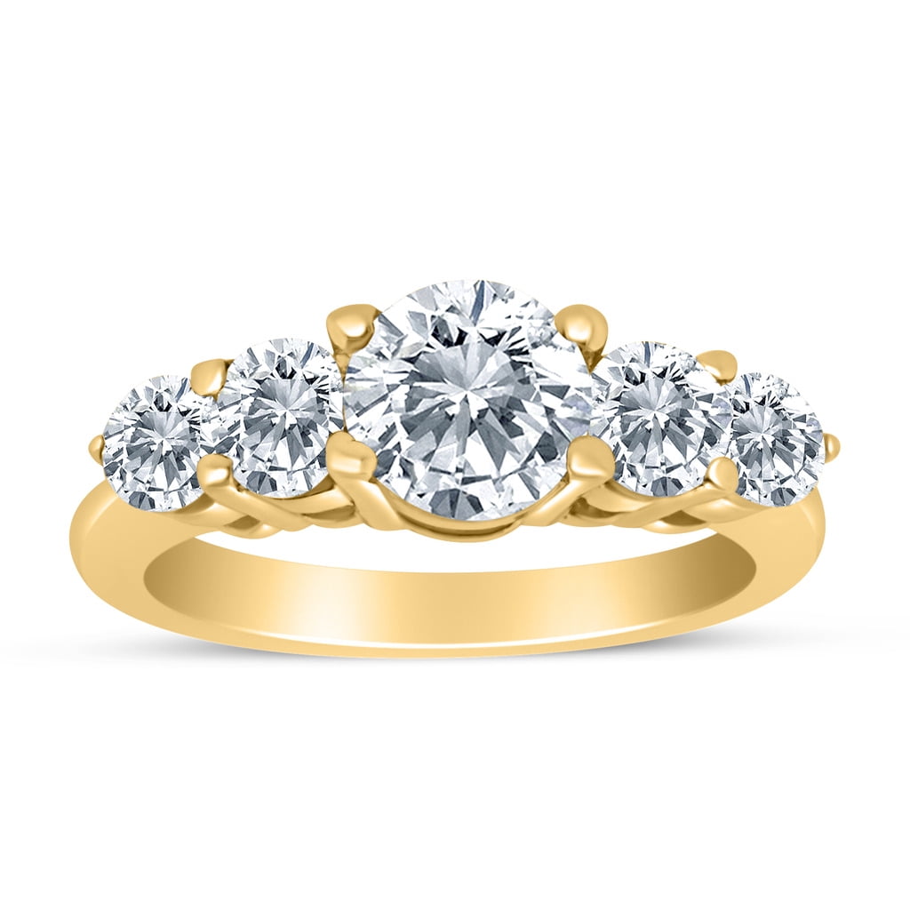 1.50ctw Diamond Five Stone Graduated Ring in 14k Yellow Gold - Walmart.com