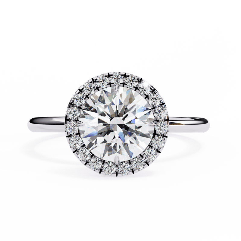 1.52CT Round Brilliant Cut Lab Grown Diamond 10k White Gold Ring,Halo ...