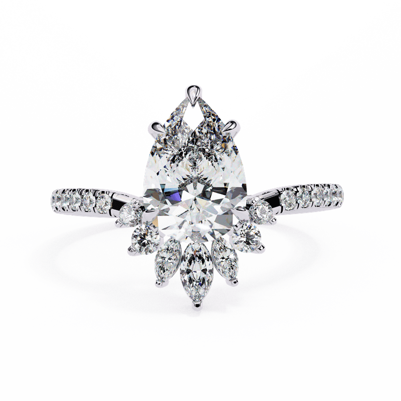 1.54CT Pear Cut IGI Certified Lab Created Diamond 14k White Gold Engagement Ring, Pear Cut ...