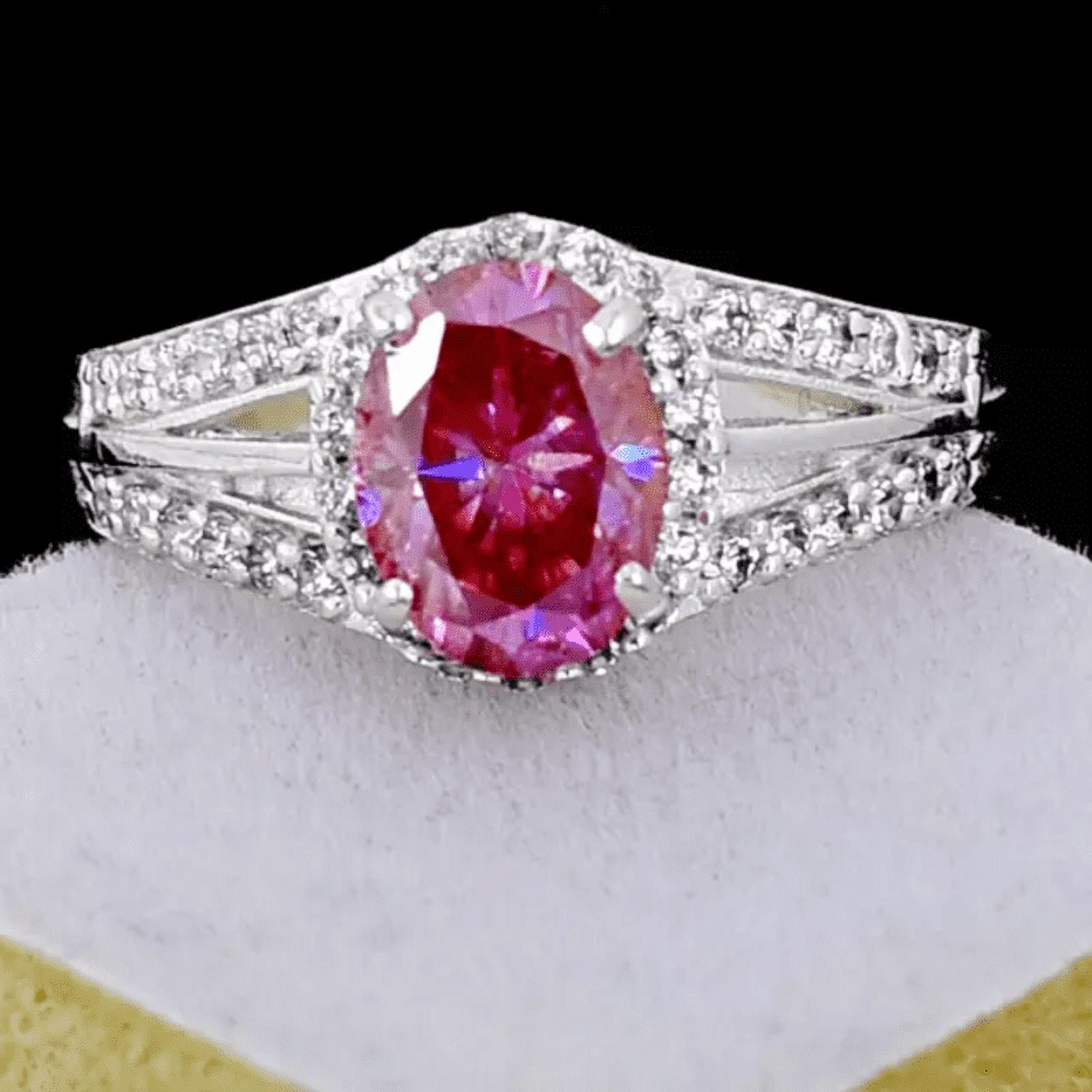 1.55 Ct Oval Cut Pink Diamond Engagment Ring in 925 Sterling Silver- Wedding Ring - Walmart.com