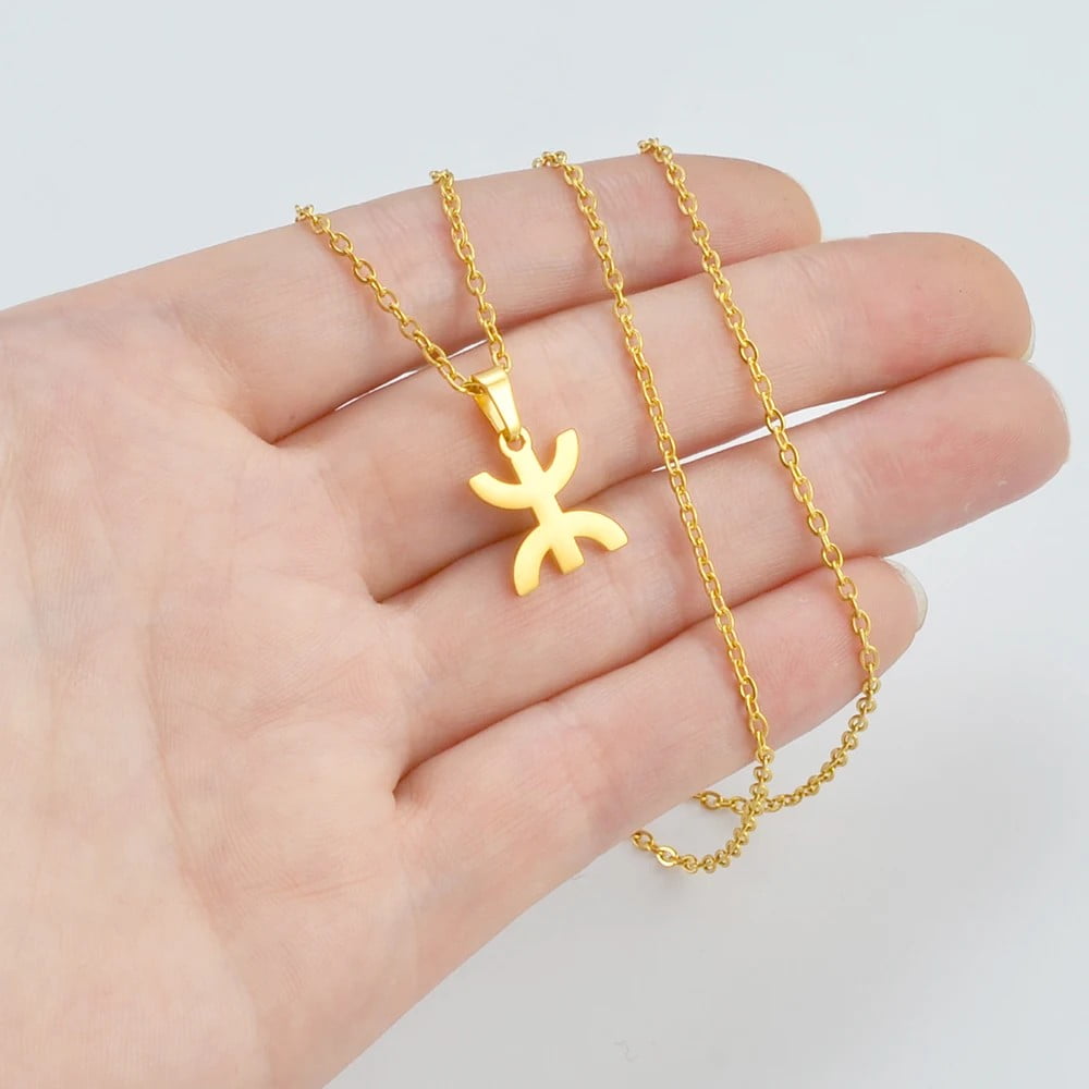 1.5CM Small Africa Berbers Symbol Pendant Necklaces 14K Gold African ...