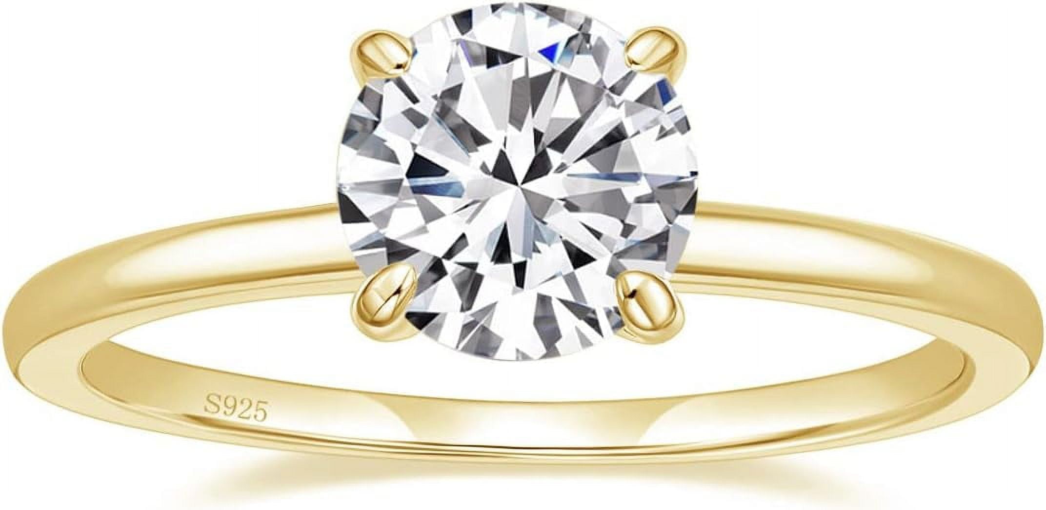 1.5CT 925 Sterling Silver Engagement Rings Round Cut Solitaire Cubic Zirconia CZ Wedding Promise ...