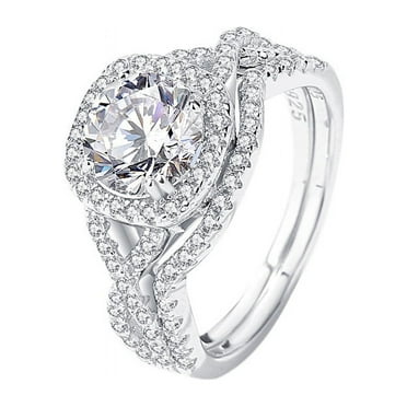 2 Carat Moissanite Rings for Women S925 Sterling Silver Lab Grown Diamond Anniversary Rings for ...