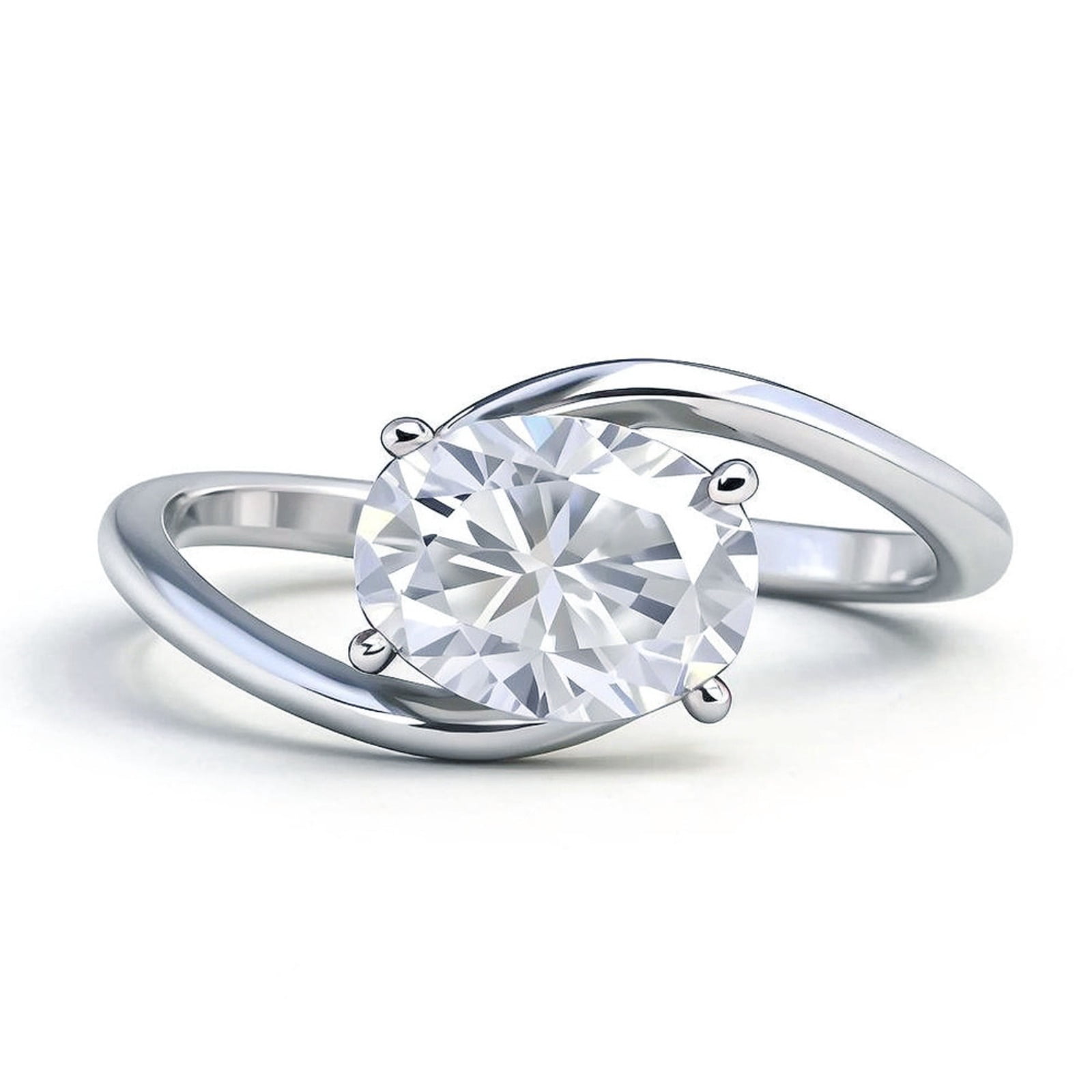 1.5CT Solitaire Moissanite Rings for Women D Color VVS1 Clarity Diamond ...