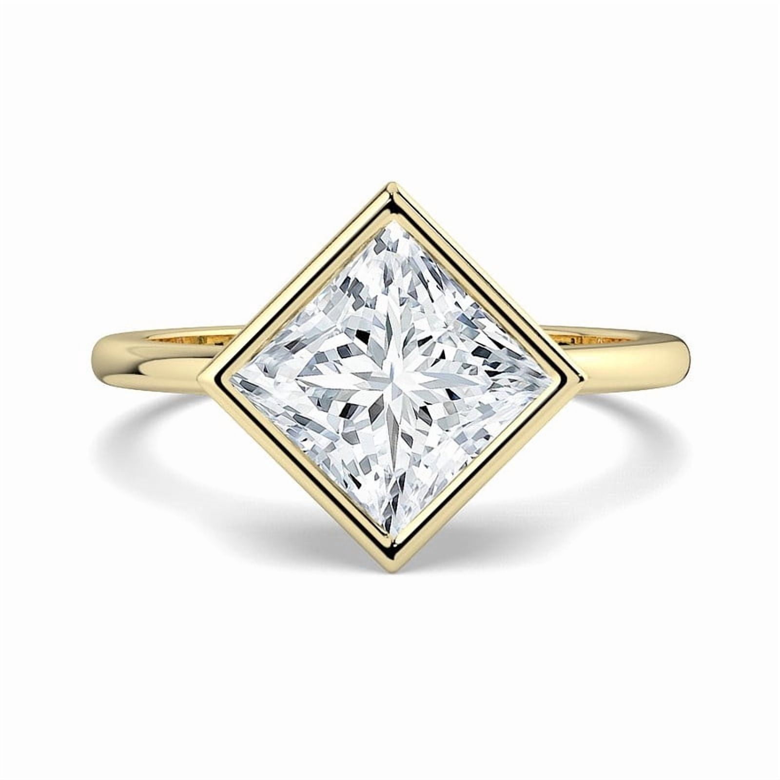 1.5Ct Princess Cut East West Lab Grown Diamond Engagement Ring Bezel ...