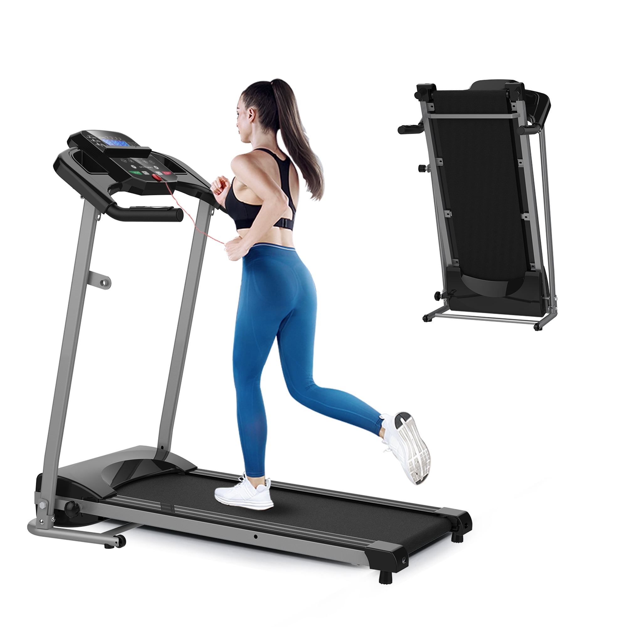 1.5HP Folding Treadmill, Space Saving Treadmill with 3 Work Mode and ...