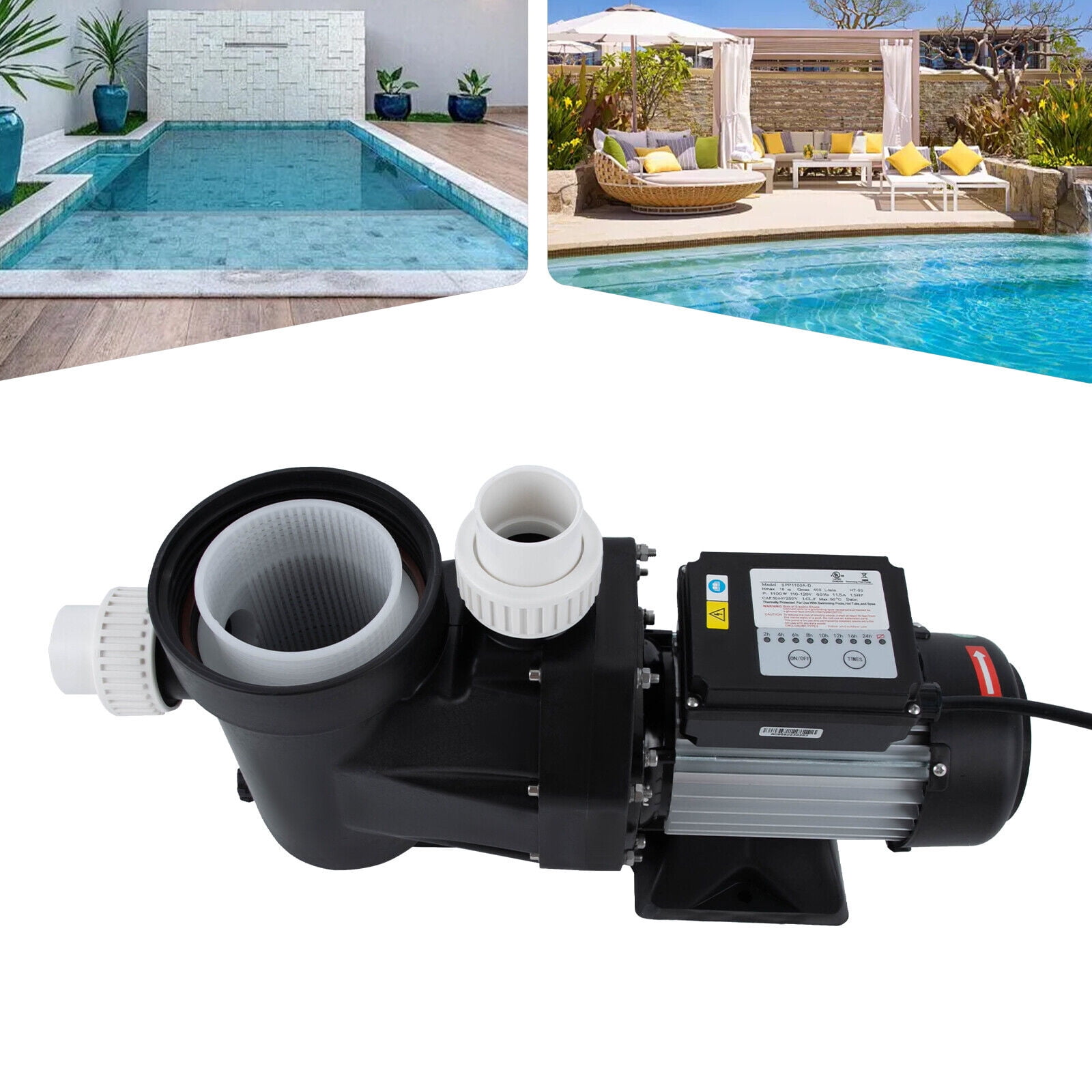 1.5HP Ground Pool Pump 105GMP 52ft Single Speed Swimming Pool Pump W ...