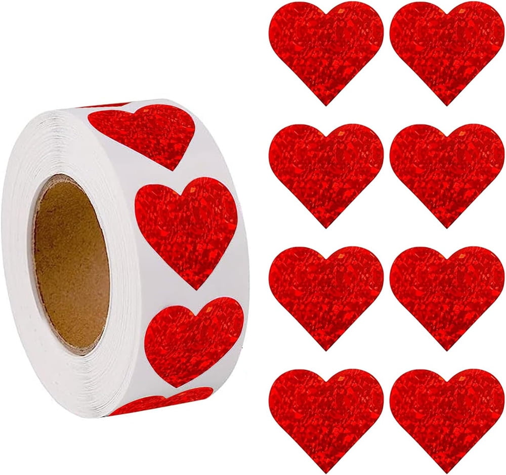 1.5Inch Valentine's Day Heart Stickers,Reward Stickers for Kids,Glitter ...