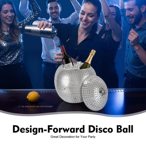 1.5L/0.4gal Disco Ice Bucket Assembly Silver Round Washable Drink ...