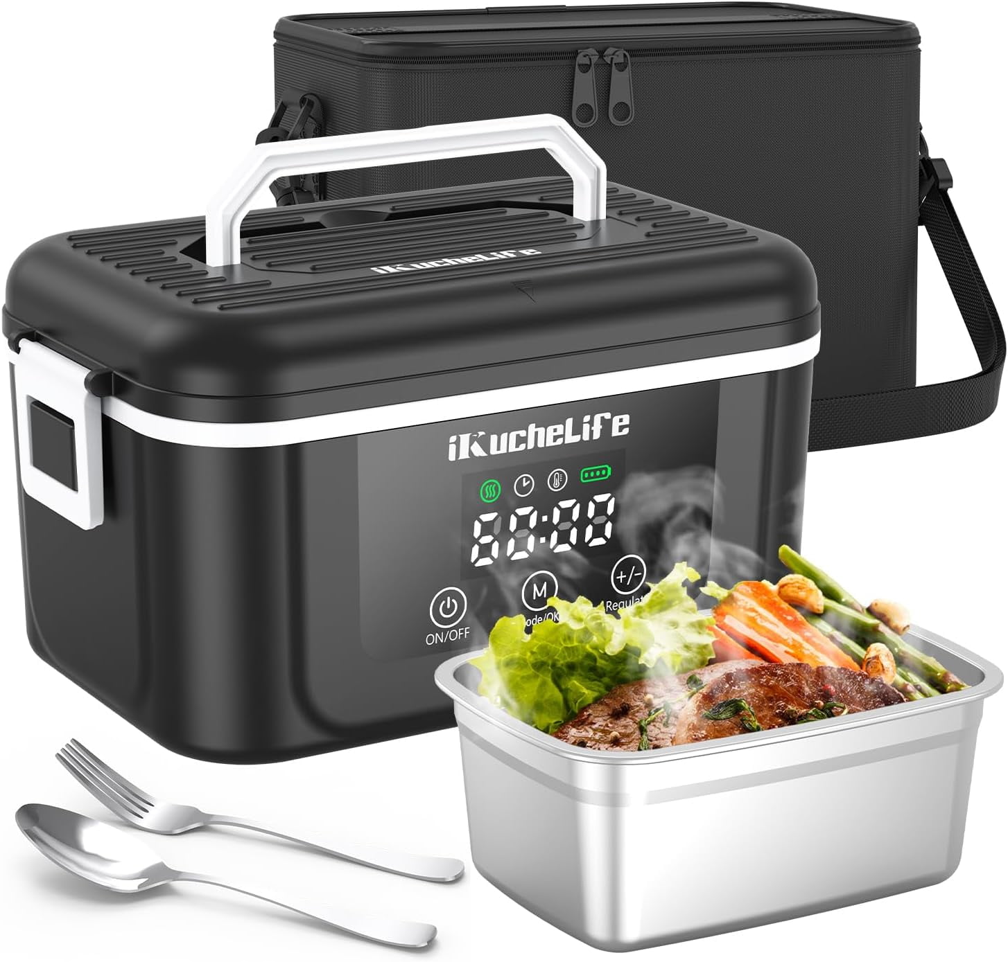1.5L Cordless Heated Lunch Box - 18000mAh Rechargeable Electric Food ...