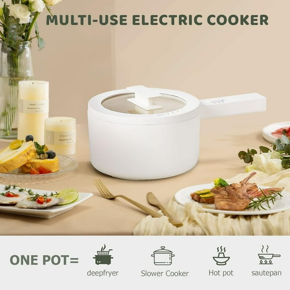 1.5L Electric Non-Stick Multi-Cooker with Steamer Basket - Dual Power ...