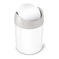 1.5L Mini Swing Top Trash Can White Steel Garbage Can for Bathroom ...