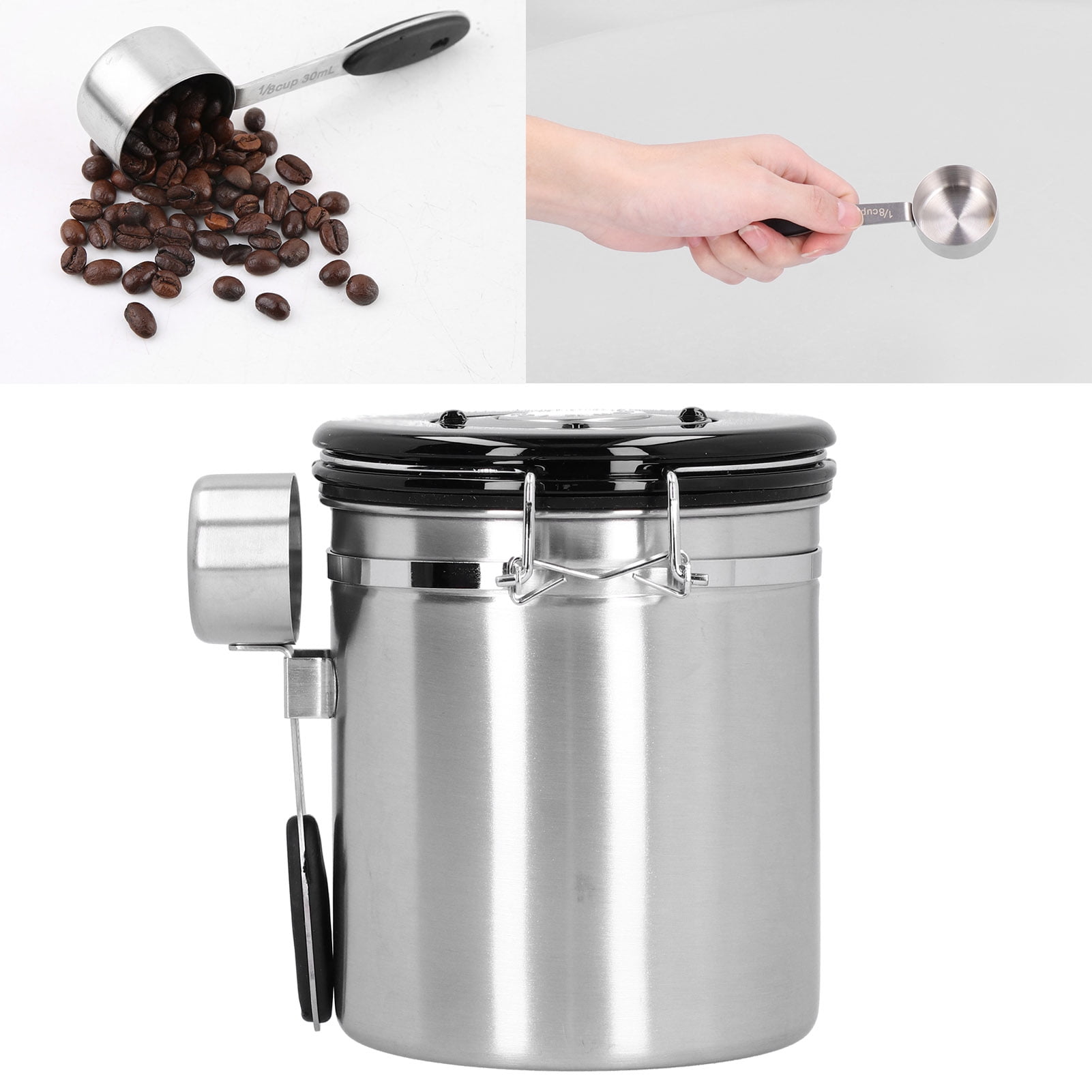 1.5L Premium Stainless Steel Coffee Beans Container with Freshness ...