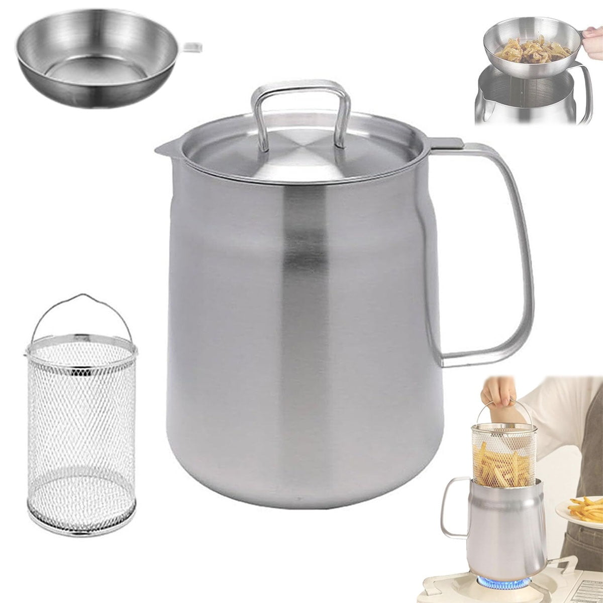 1.5L Stainless Steel Oil Filter Pot - 304 Stainless Steel Large ...