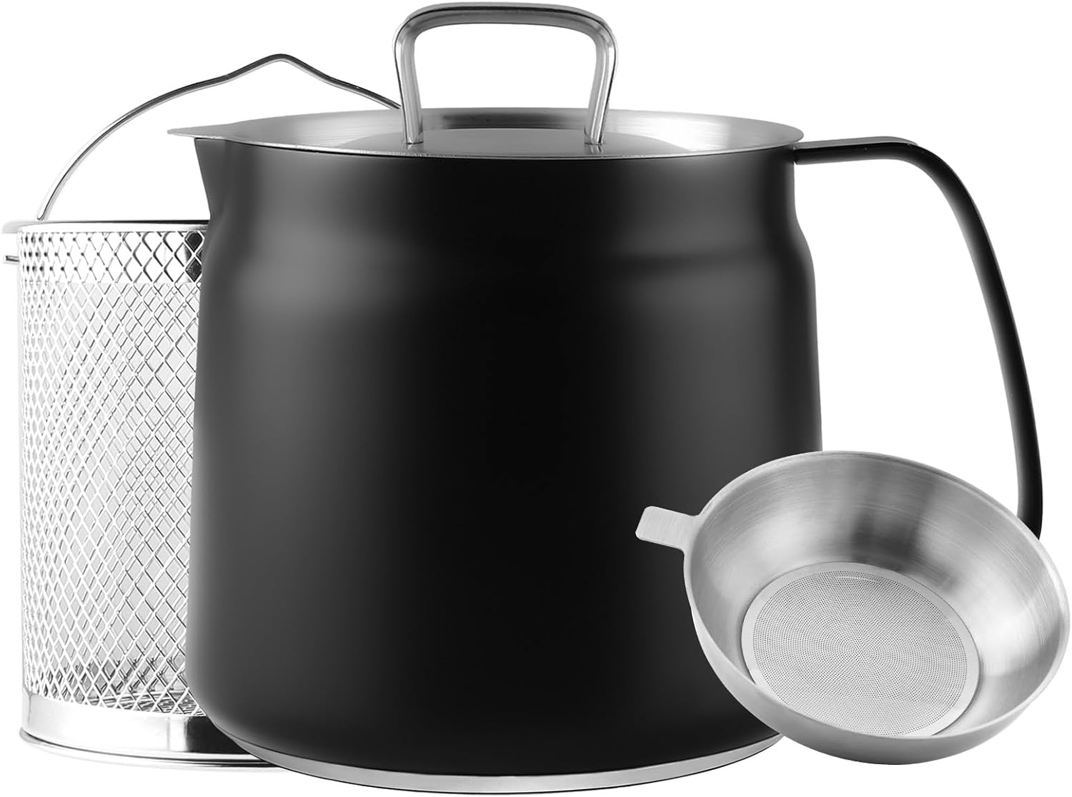 1.5L Stainless Steel Oil Filter Pot, Bacon Grease Container with Fine ...