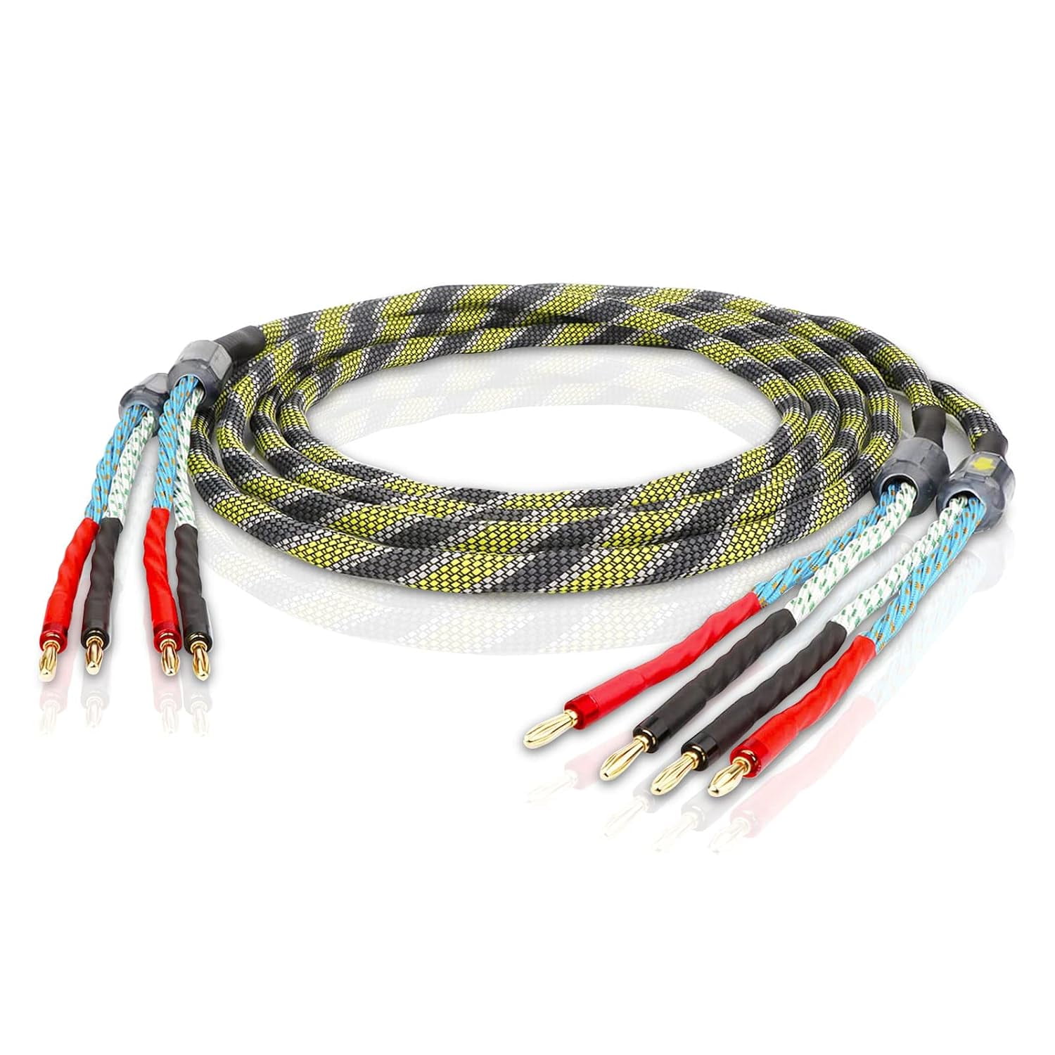 1.5M/5.0Ft 9AWG Speaker Wire with Banana Plugs Pair HiFi Braided ...