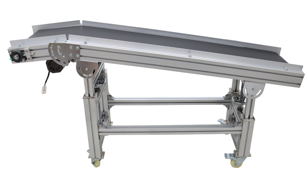 1.5M Conveyor Black PVC Belt with Baffle Canvas Aluminum Alloy Body ...