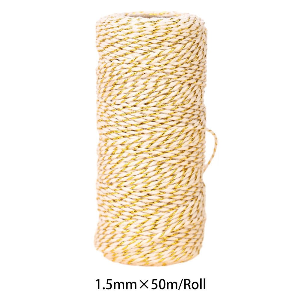 1.5Mm 50M/Roll Colored Gold Silk Cotton Rope Gift Bags Boxes Wrap ...