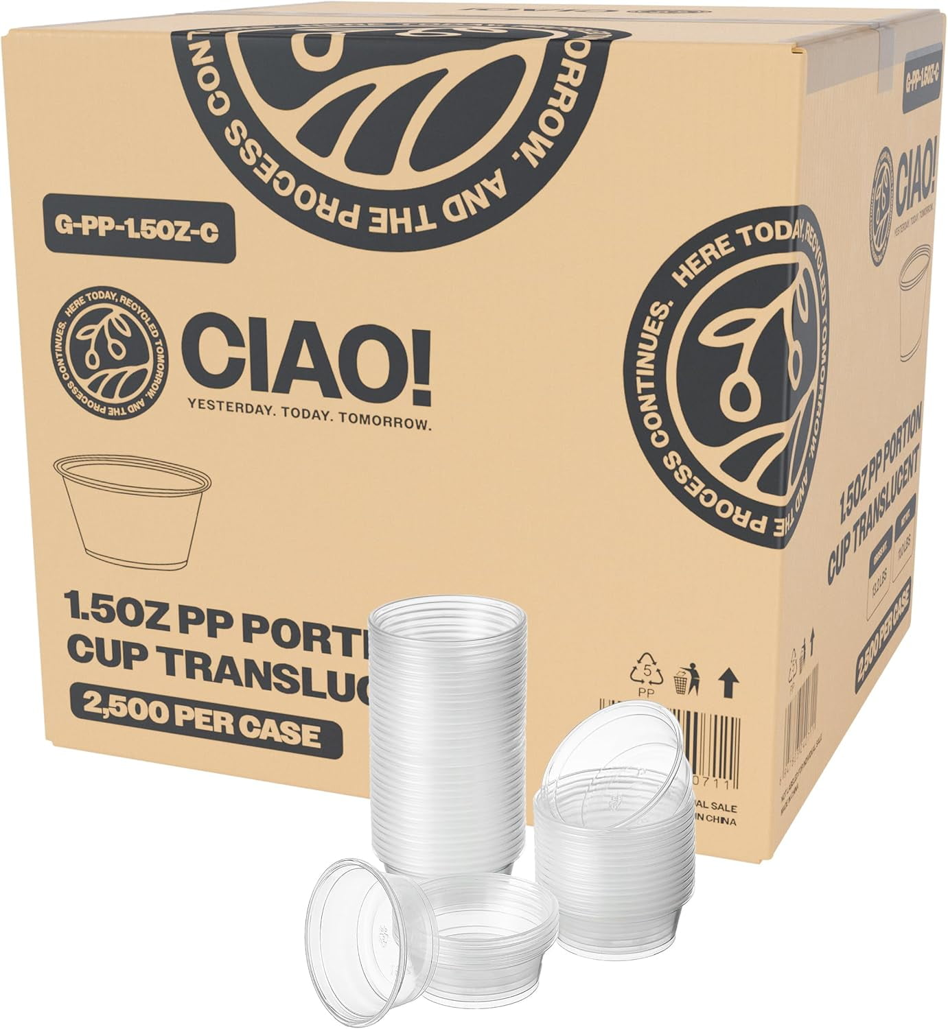 1.5OZ PP Clear Portion Cup, Lids Sold Separately (Case of 2,500 ...