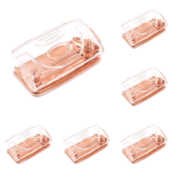 1-5PC Rose Gold Two Hole Puncher Clear 2 Holes Paper Punch Compact ...