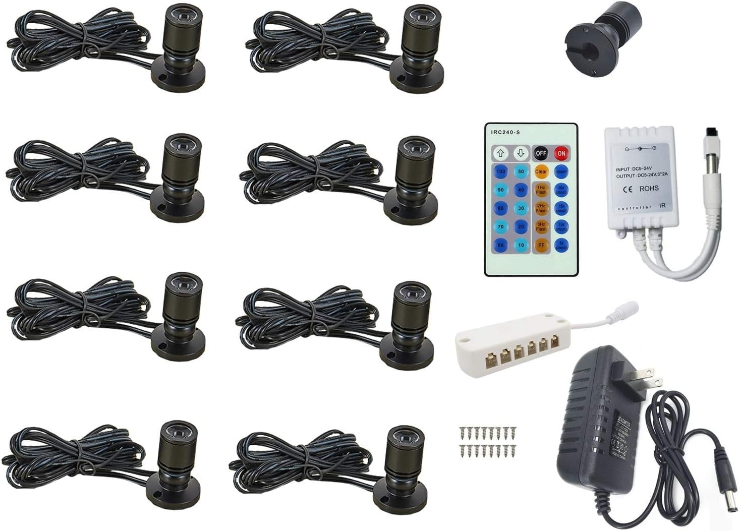 1.5W 12VDC Dimmable LED Mini Spotlight Jewelry Showcase Display Lights Black Shell Surface Mount ...