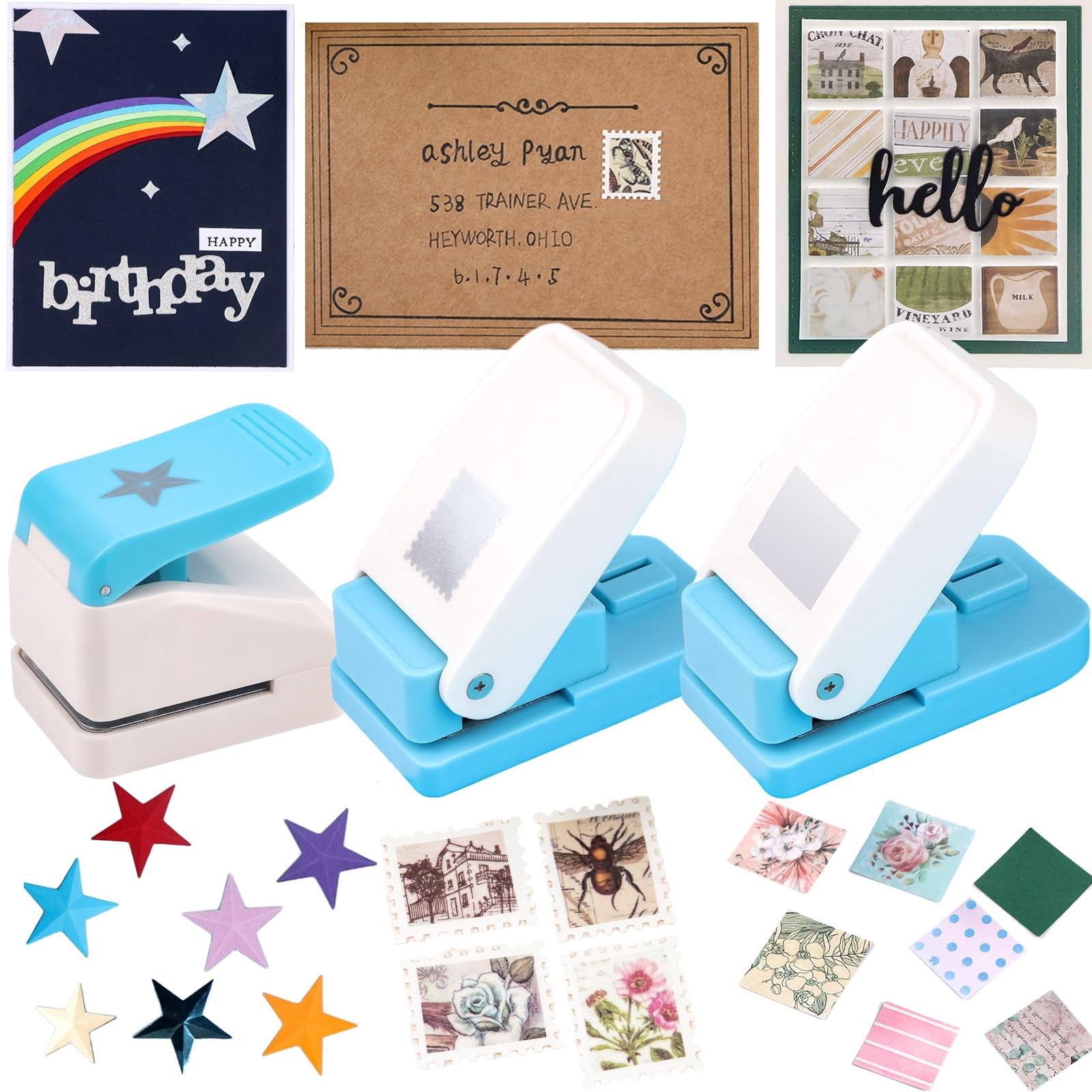 1.5X1.2 Inch Rectangle & 1.5 Inch Square Hole Puncher Big, Paper Punch ...