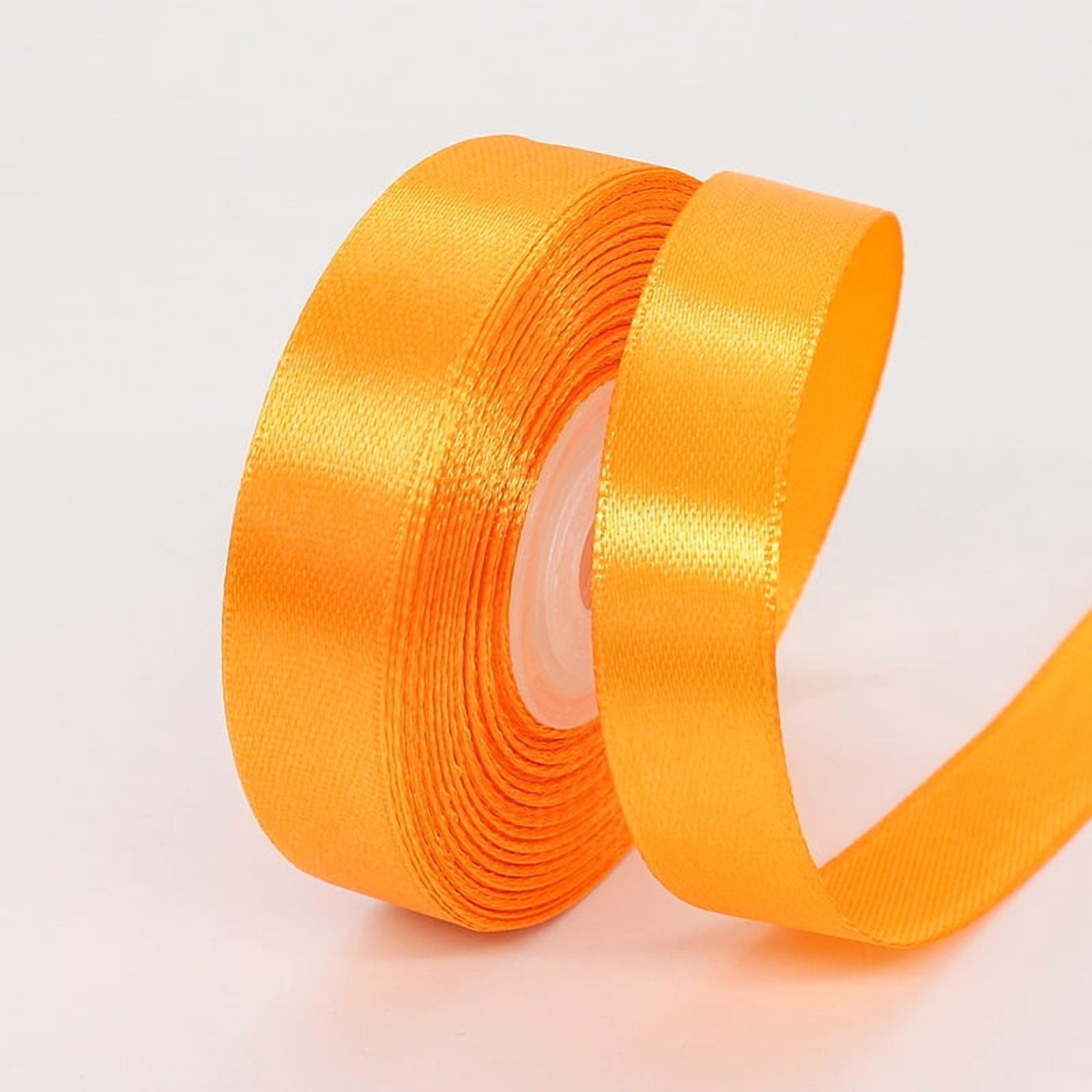 1.5cm*22m orange Satin Ribbon, Solid Fabric Ribbon Roll for Flower ...
