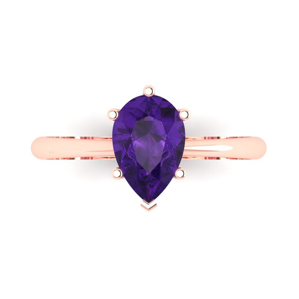 Solitaire Engagement Ring for Women - 1.5ct Natural Amethyst in 18K ...