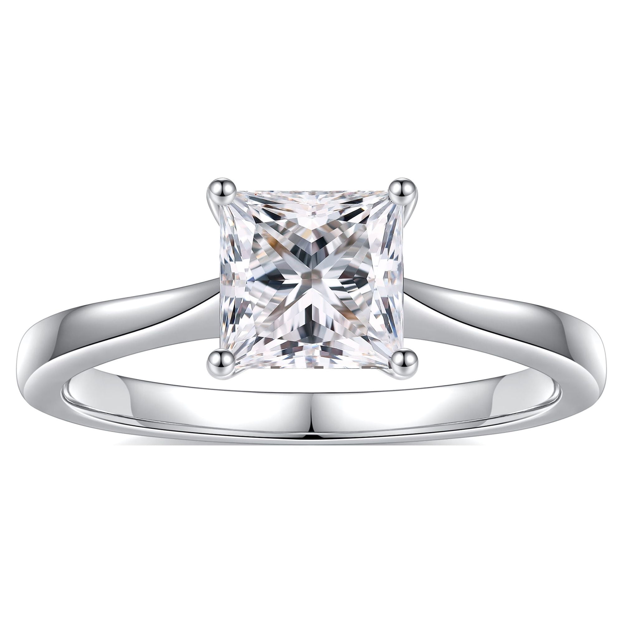 1.5ct Princess Cut Moissanite Rings for Women Brilliant D Color VVS1 Clarity Lab Created S925 ...