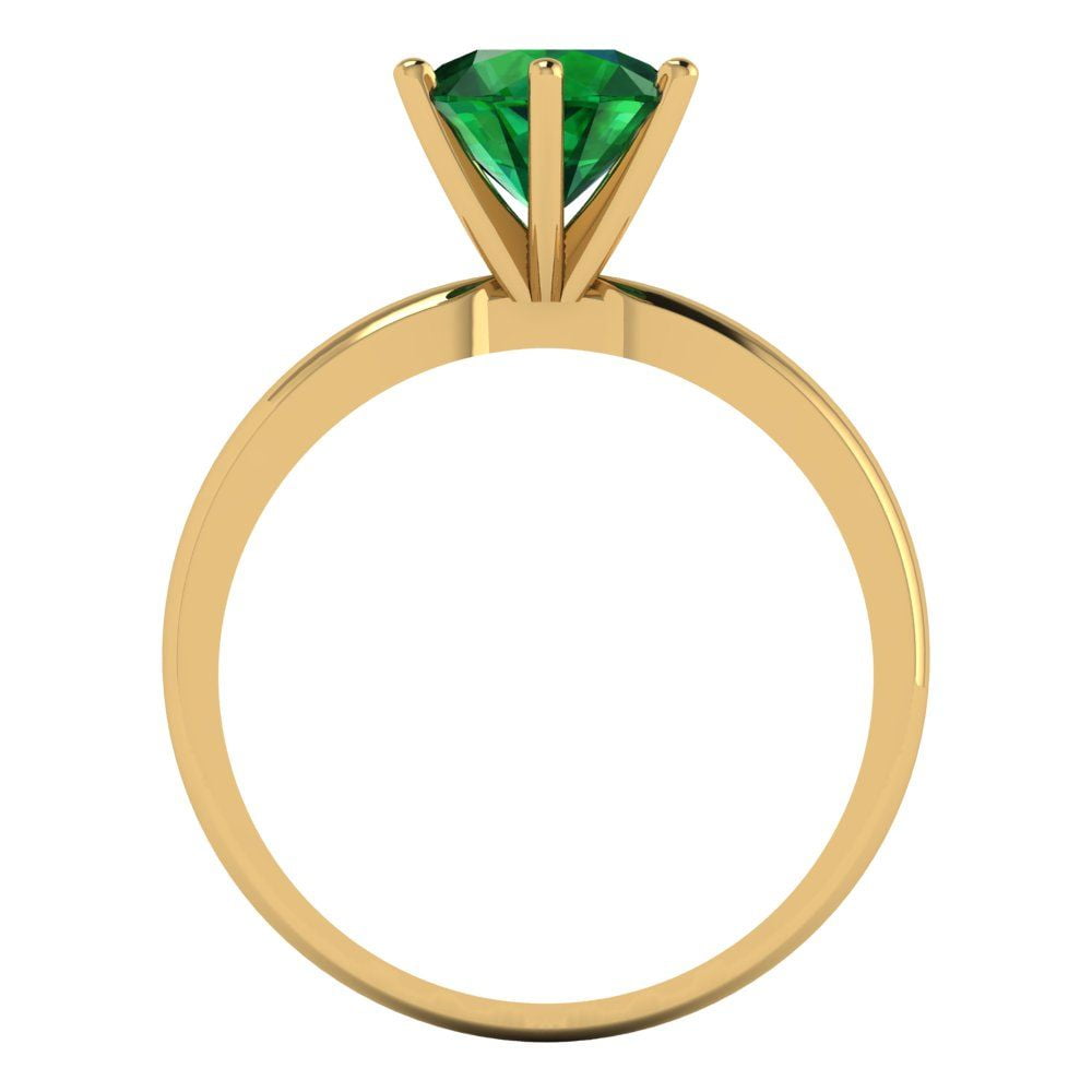 1.5 ct Round Cut Simulated Emerald Solitaire Engagement Ring for Women ...