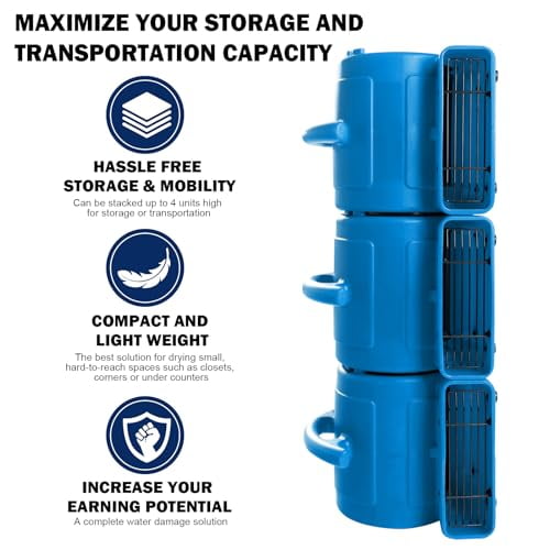 1/5hp Air Mover 800cfm Blower Fan Carpet Floor Drying Fan - 3-Speed ...