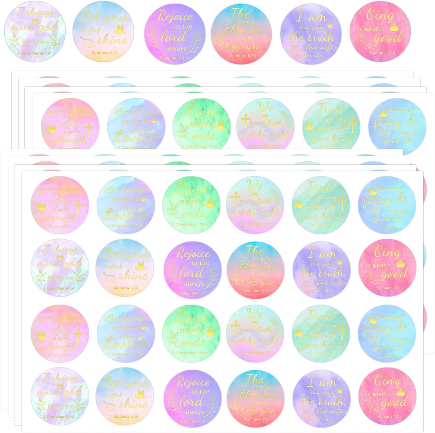 1.5inch Bible Verse Gold Foil Stickers Jesus Motivational Faith Decal ...