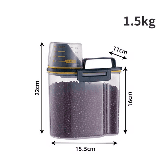 1.5kg / 2kg dog and cat food bucket Plastic storage tank with measuring ...