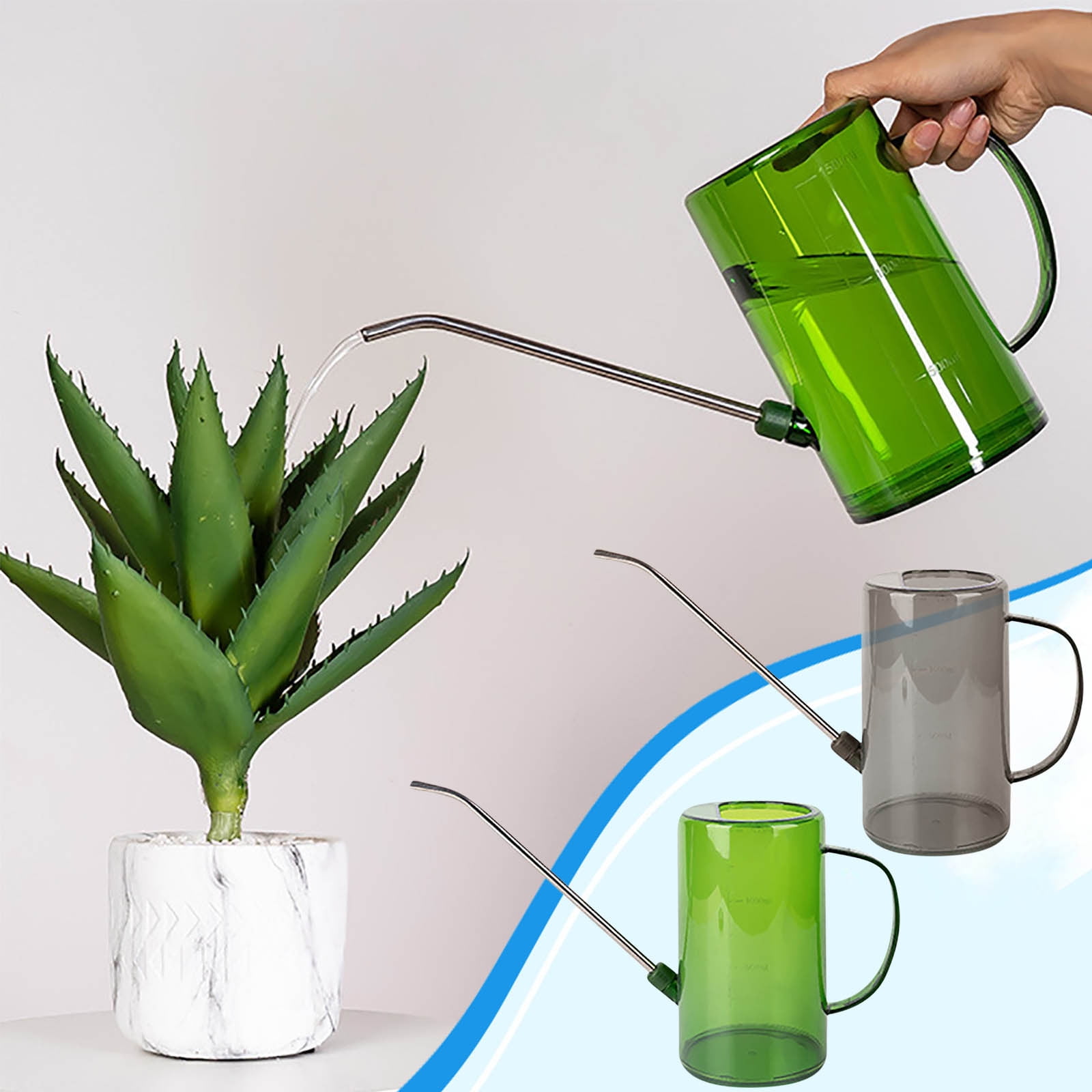 1 5l Plastic Watering Can with Long Spout, Small Indoor Plant Waterer ...