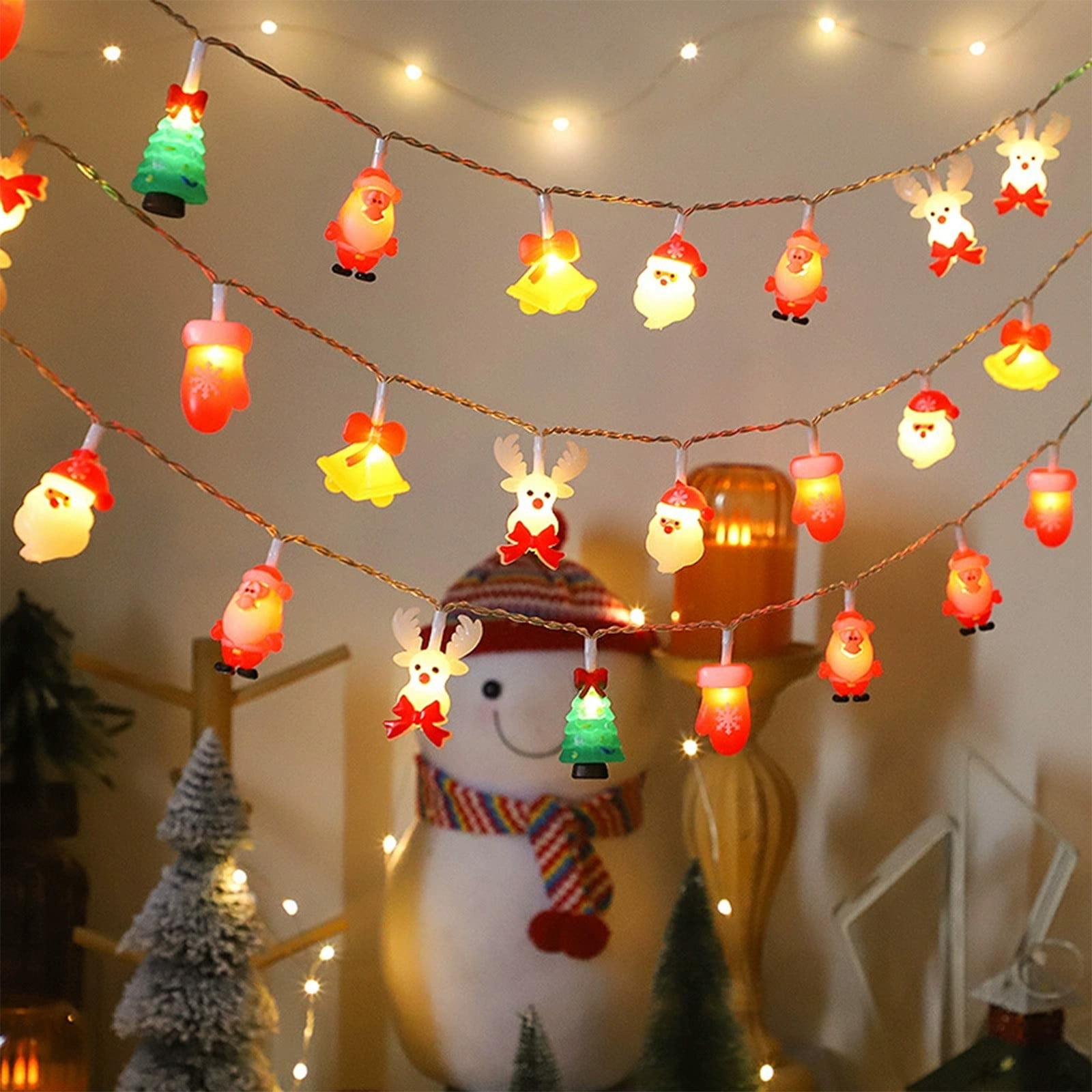 1.5m/3m Christmas Lights String Santa Claus Snowman Tree LED Decoration ...
