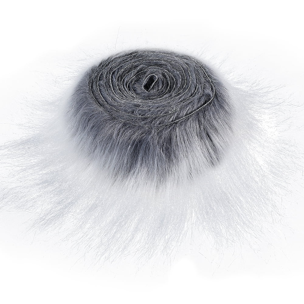 1.5m*5cm Fluffy Shaggy Plush Fur Ribbon Trim Fabric Roll Gray Craft Fur ...