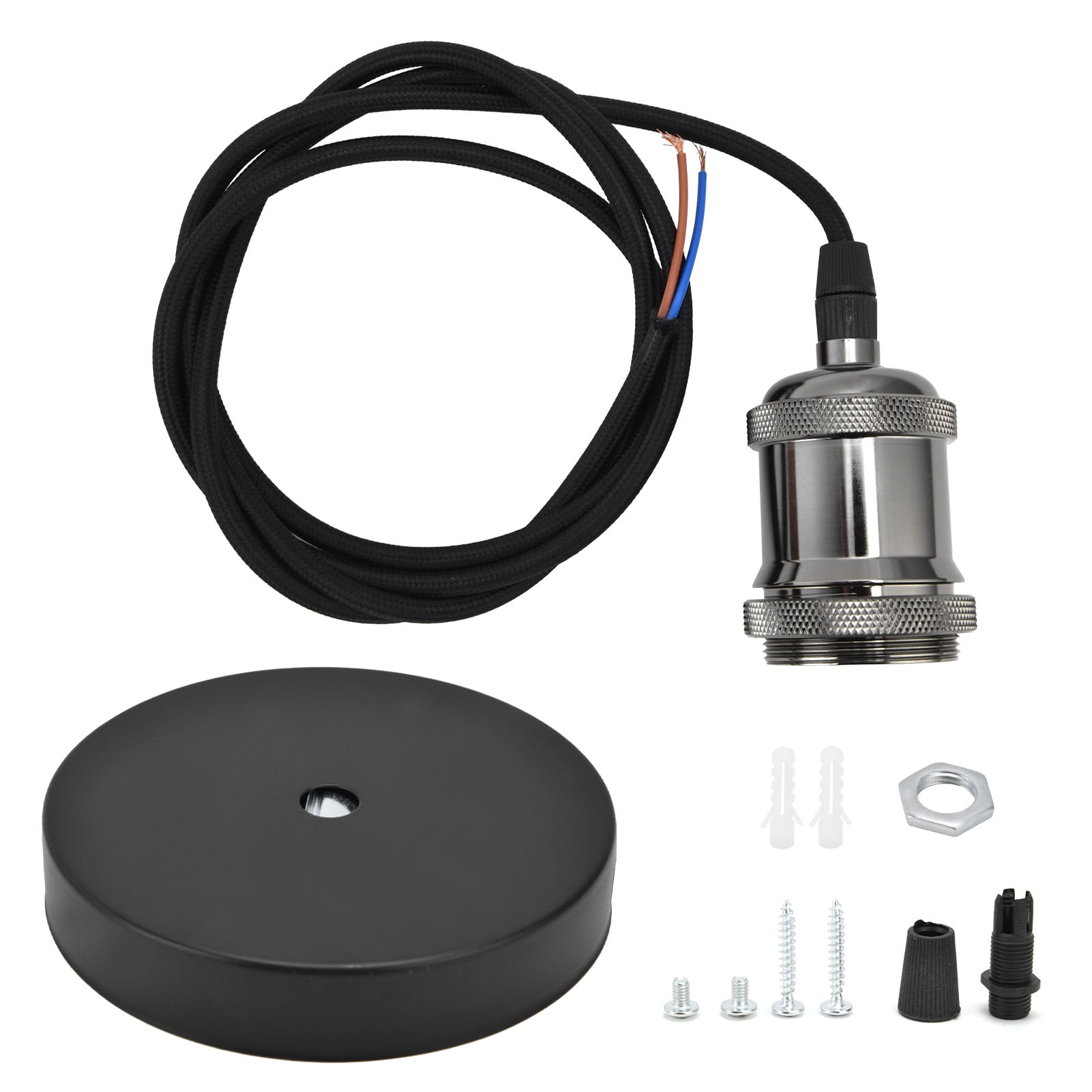 1.5m Plug in Pendant Light Cord Kit Black Vintage Lamp Socket Kit for ...