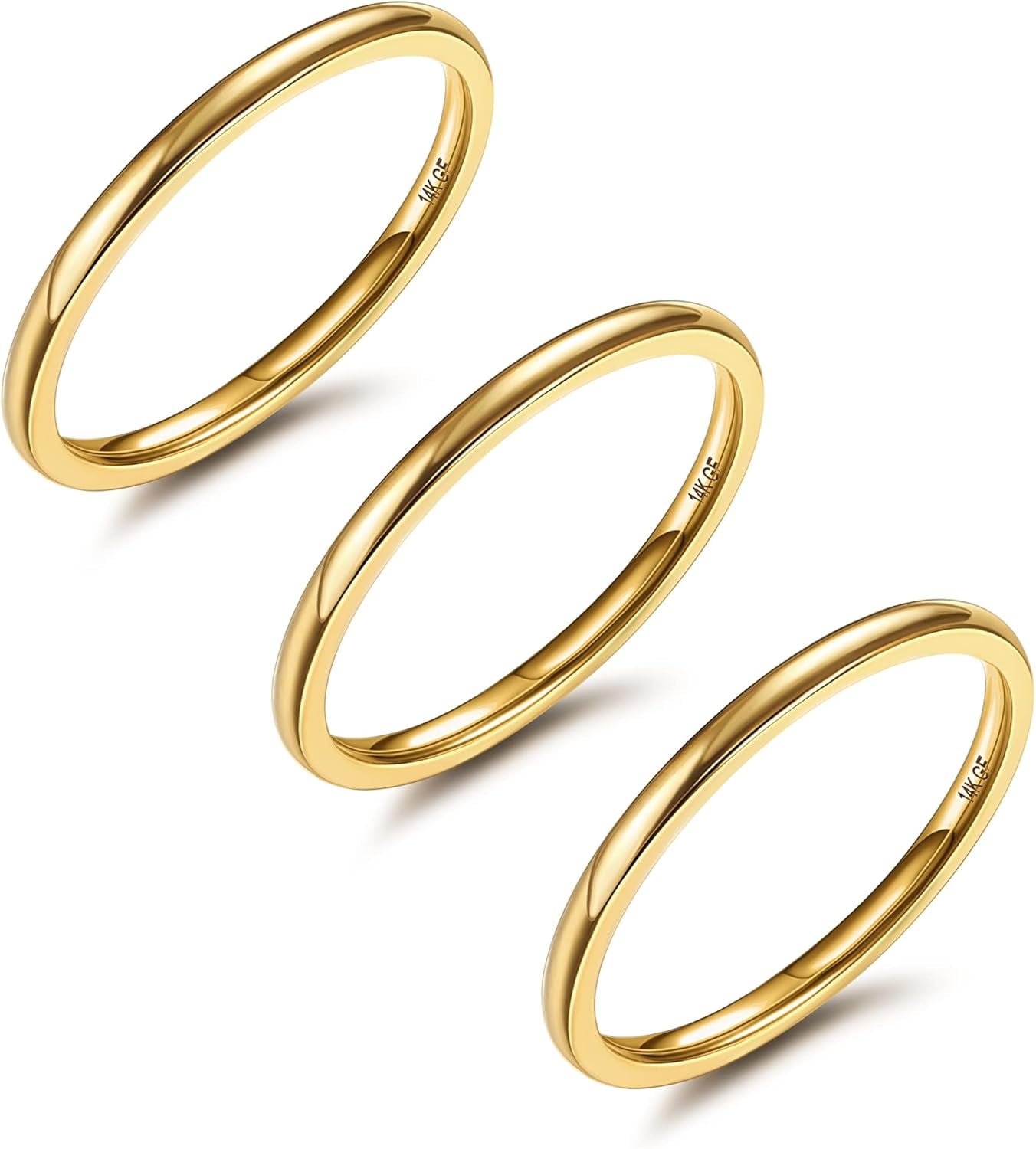 1.5mm 14K Gold Filled Rings Stacking Rings for Women Stainless Steel ... 1.5mm 14K Gold Filled Rings Stacking Rings for Women Stainless Steel ...