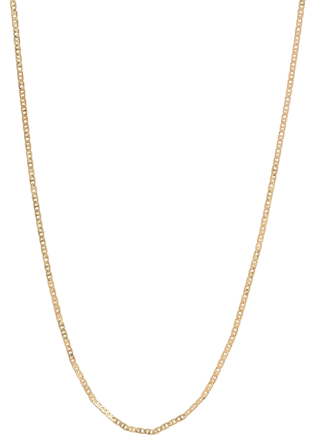1.5mm 24k Yellow Gold Plated Flat Mariner Choker Chain Necklace, 16 ...