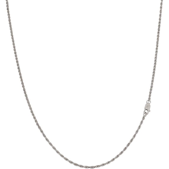 1.5mm Rope Chain Rhodium Plated 925 Sterling Silver Twist Chain ...