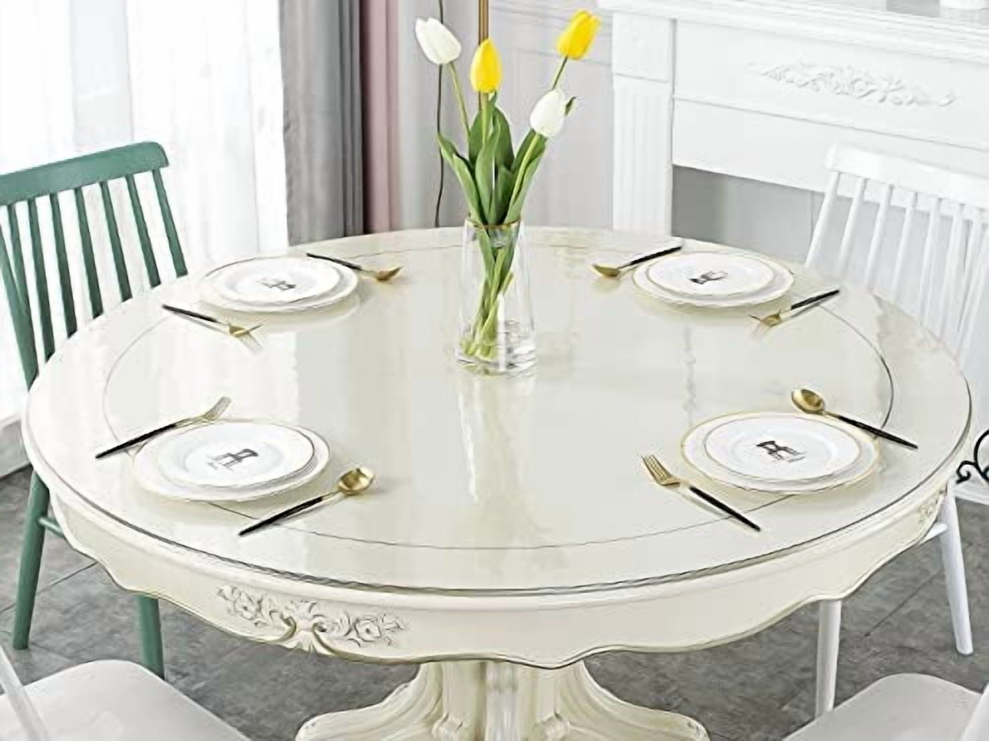 1.5mm Thick 46 Inches Clear Round Table Protector, Round Table Cover ...