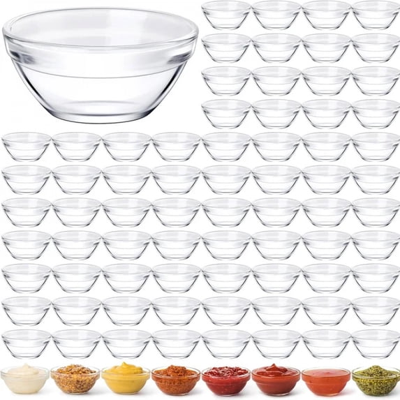 1.5oz Mini Glass Prep Bowls Glass Ramekins Bowls for Dish Serving ...