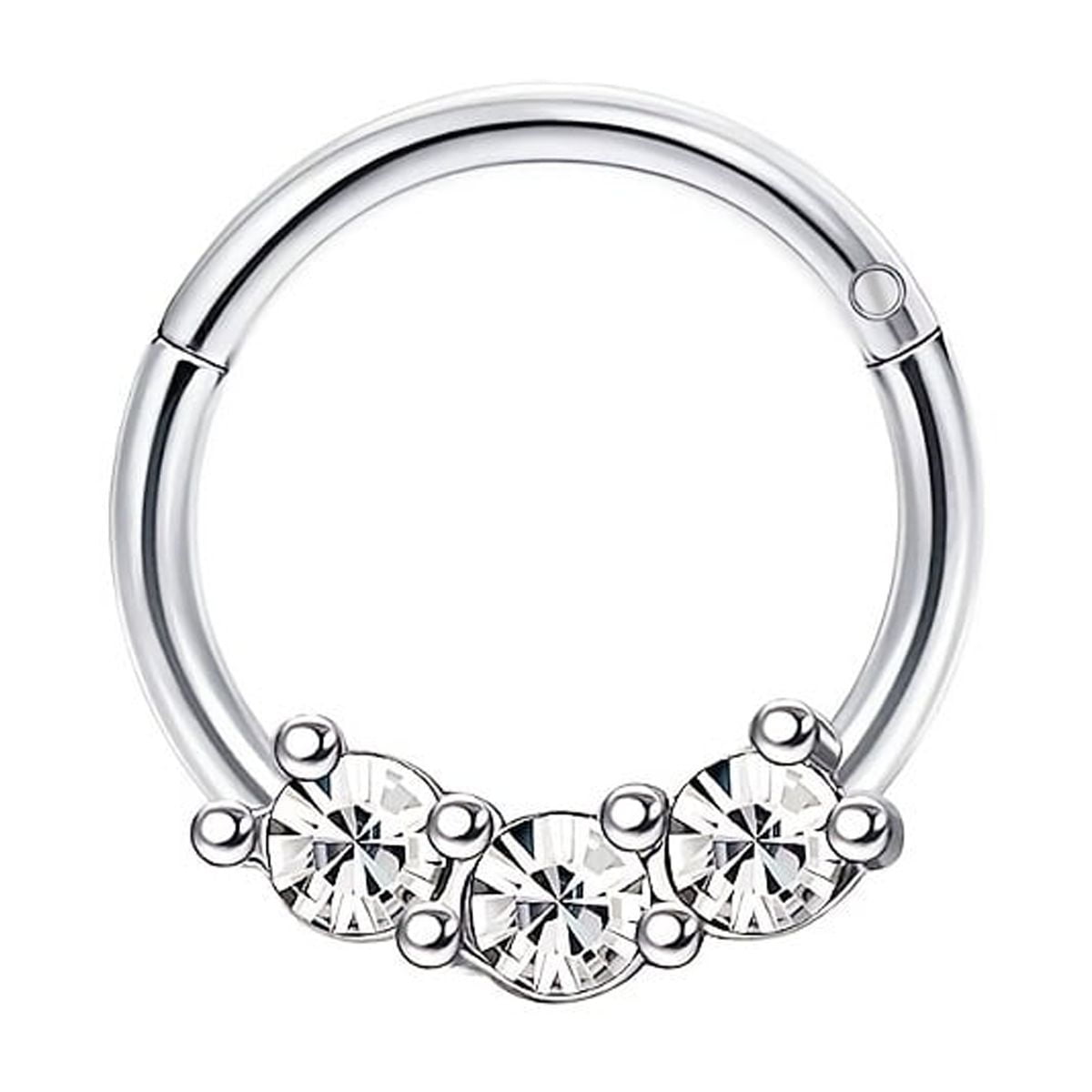 1-5pcs 16G Fashion 316L Stainless Steel CZ Hinged Septum Clicker Nose Hoop Rings,Daith Helix ...