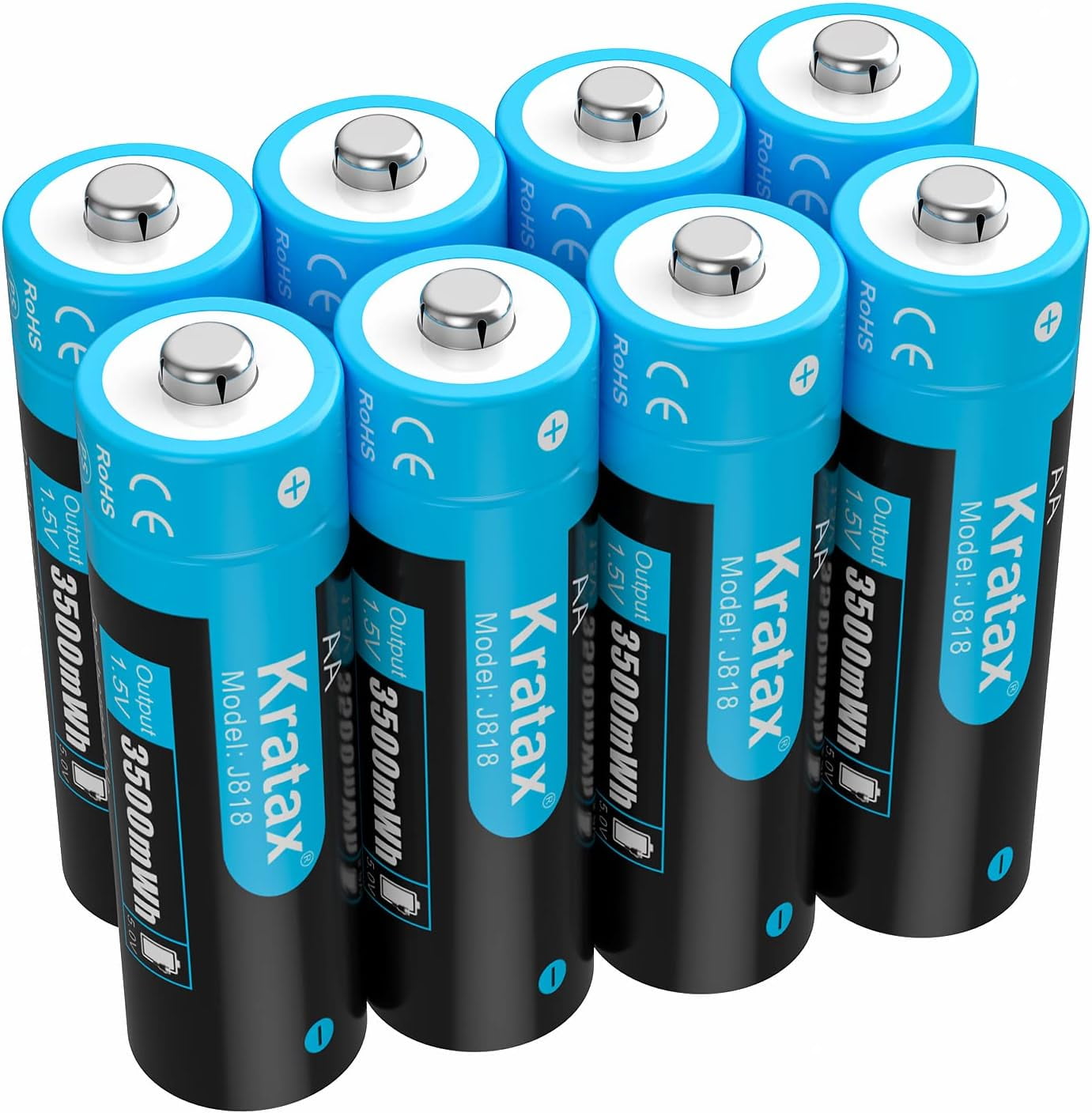 1.5v Rechargeable AA Lithium Batteries 8 Pack 3500mWh 1.5 Volt Li-ion ...