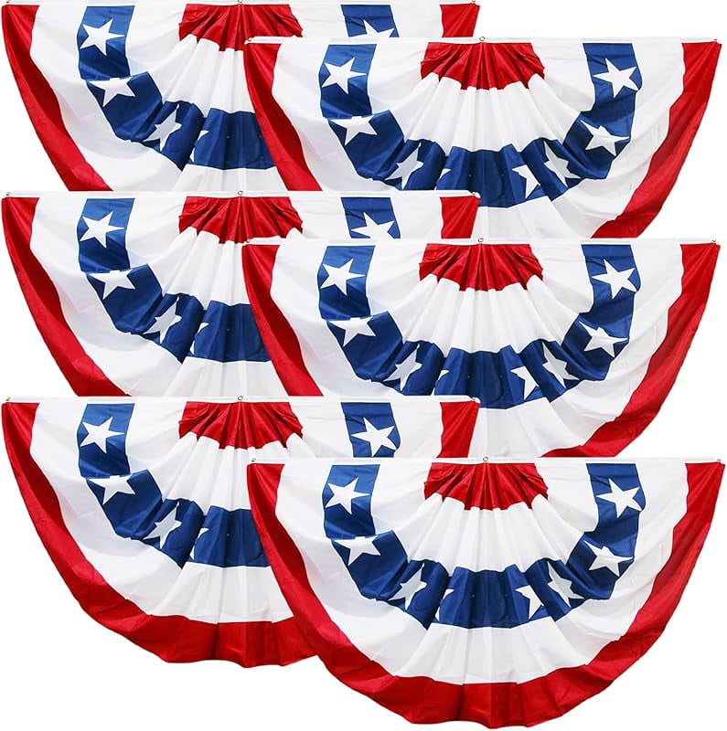 1.5x3 FT American Patriotic Pleated Fan Flag - Red White and Blue USA ...