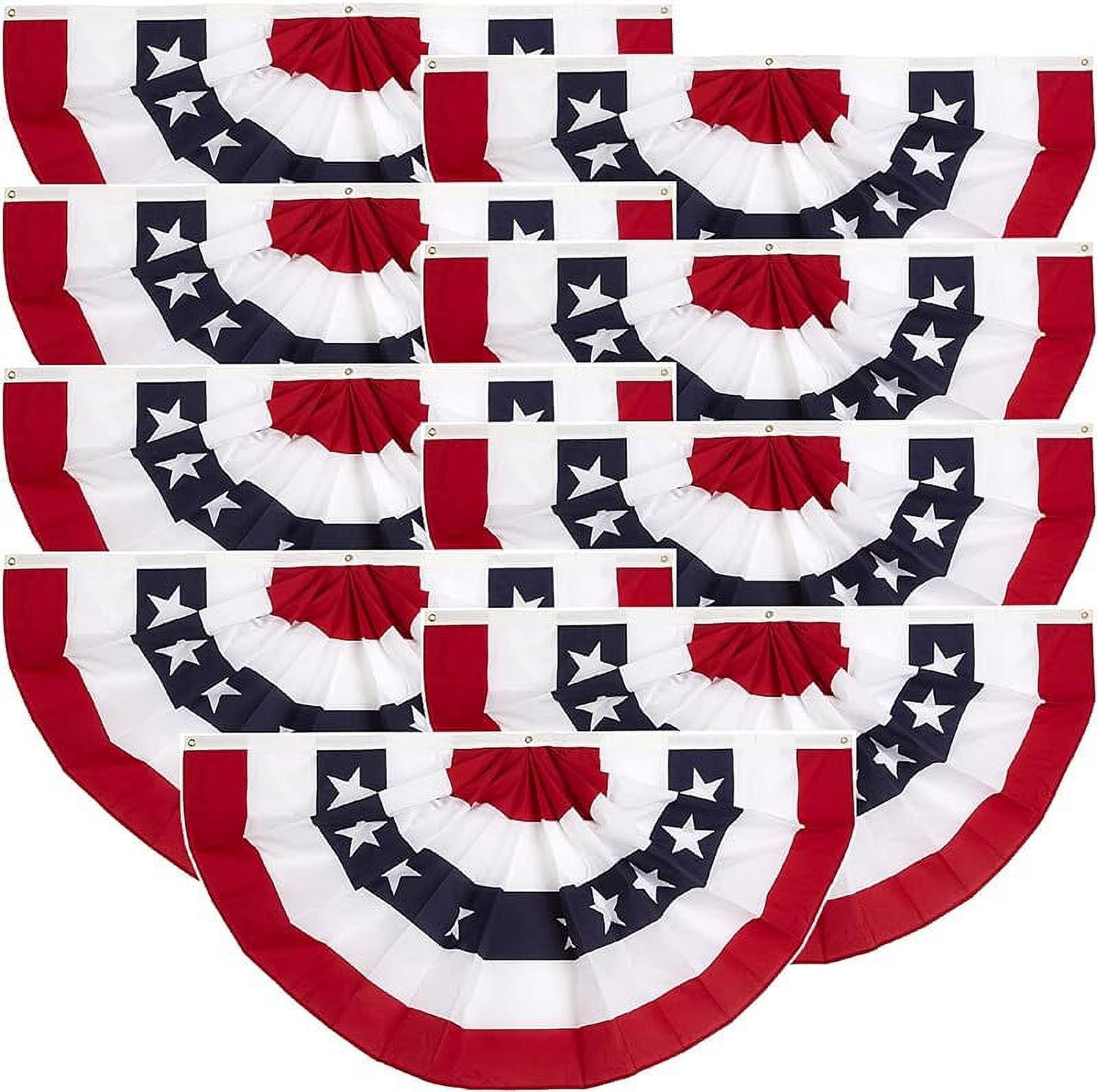1.5x3 Ft American Bunting Flag - Half Fan Banner Pleated Patriotic Polyester USA Flag for 4th of ...