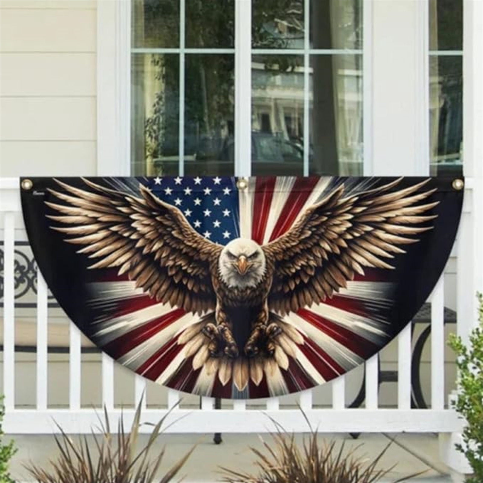 1.5x3 Ft Eagle American Pleated Fan Flag, Patriotic Half Fan Banner ...