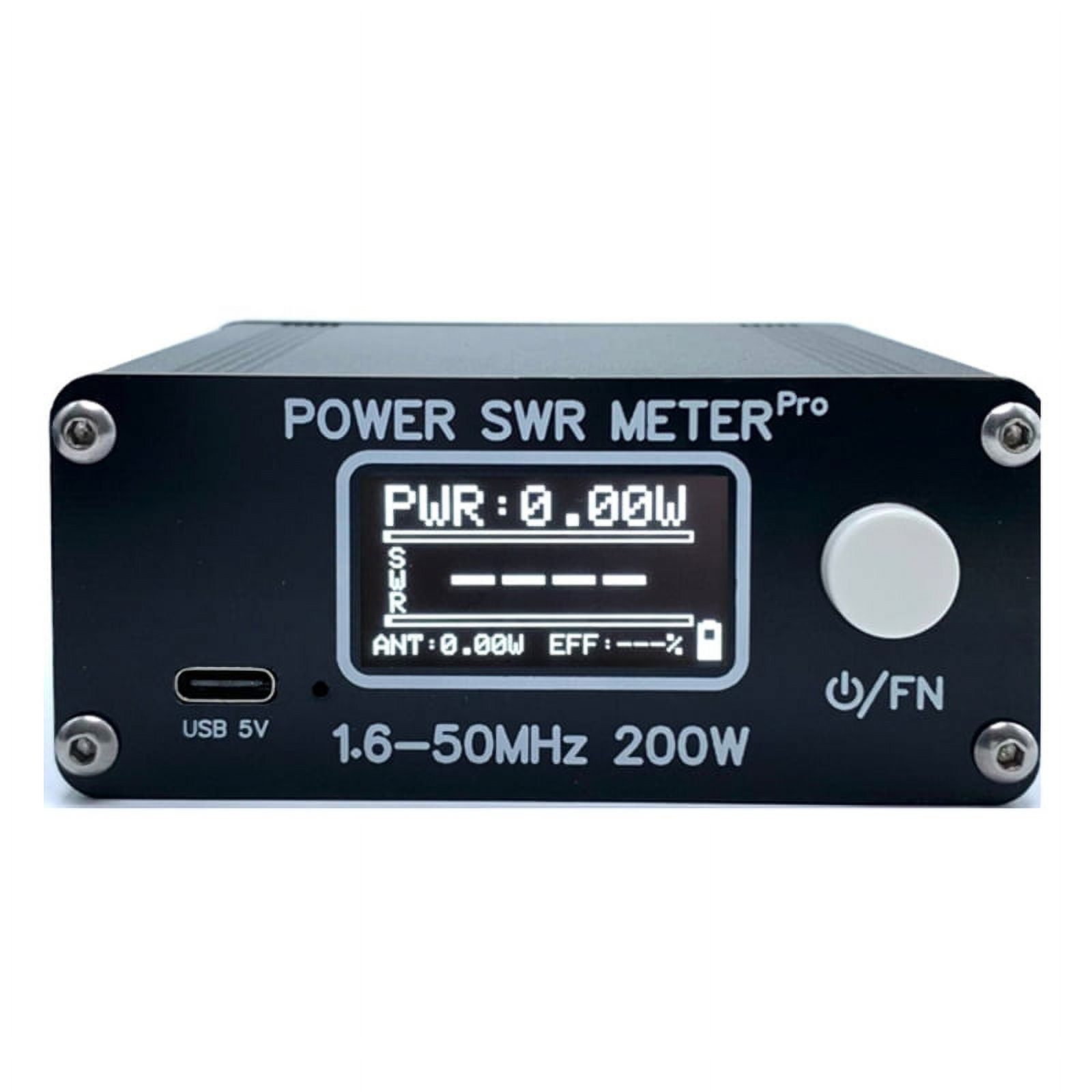 1.6-50MHz 0.5W-200W HF Shortwave Power SWR Meter Pro HF PWR SWR Meter with 1.29 Inch OLED + 50 ...