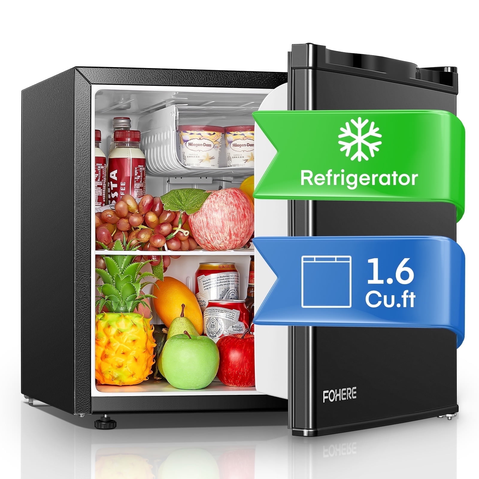 1.6 Cu. ft Fridge with Freezer, Refrigerator for Office, Black ...