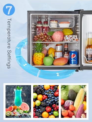 1.6 Cu.ft Mini Fridge for Bedroom, Mini Fridge with Freezer, 7-Level ...